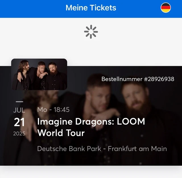 IMAGINE DRAGONS FRANKFURT 2025 2 Tickets | Sitzplatz nebeneinander EUR ...
