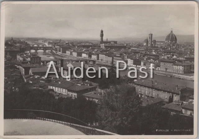 VINTAGE REAL PHOTO Postcard Florence Italy Panorama Duomo Arno River ...