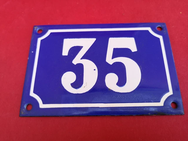 ANCIENNE PLAQUE ÉMAILLÉE de rue numéro n° 35 état neuve jamais,posée 10x15 cms EUR 18,00 ...