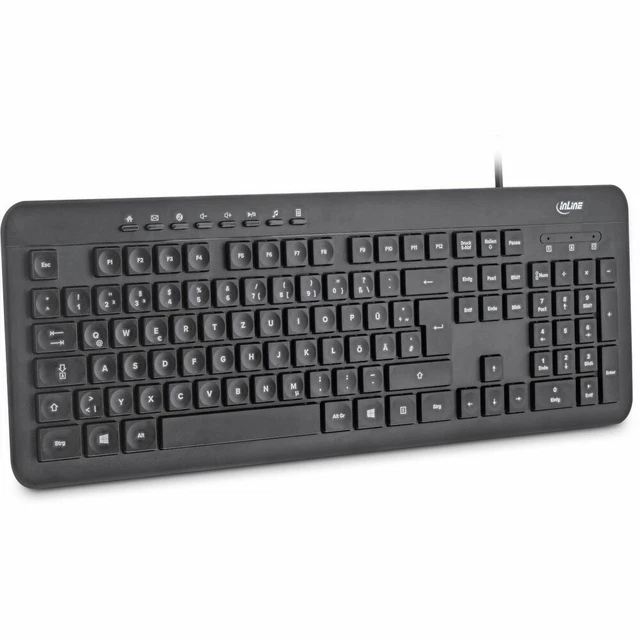 INLINE DESIGN KEYBOARD, Tastatur, USB-Kabel, flache Tasten, DE Layout ...