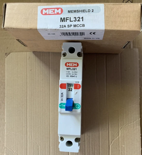 MEM MCCB 32 Amp Single Pole 32A Breaker Memshield 2 Bill TLF321 MFL321 ...
