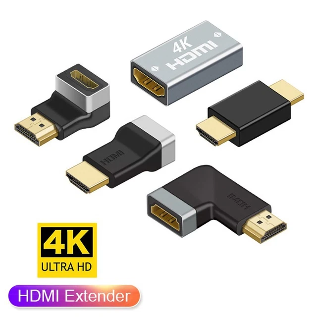 EXTENSION MALE TO Female Right Angle HDMI Extender Adapter Converter 4K ...