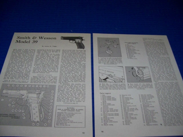 SMITH & WESSON Model 439 Semi-Auto Pistol (9Mm)..Takedown/Exploded View ...