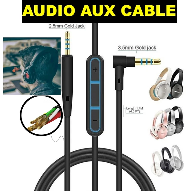 REPLACEMENT 3.5MM-2.5MM AUDIO Cable For Bose QC25, OE2, OE W. Mic ...