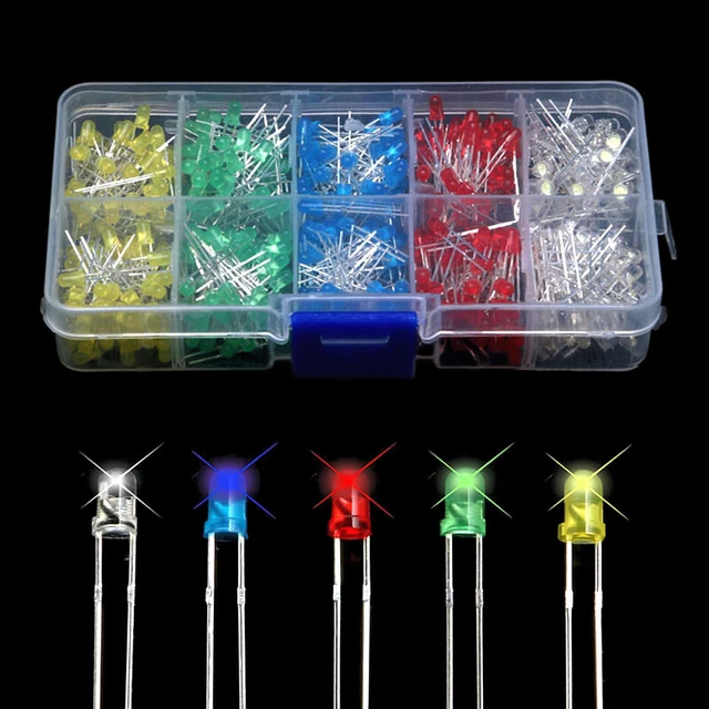500PCS 3MM ULTRA-BRIGHT LED Light Emitting Diode Component Kit for PCB ...