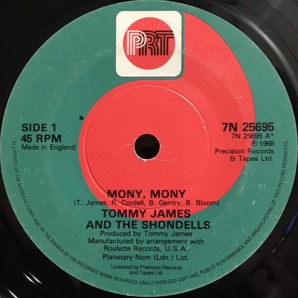 TOMMY JAMES & The Shondells - Mony, Mony ...... Classic 1968 Vinyl 7 ...