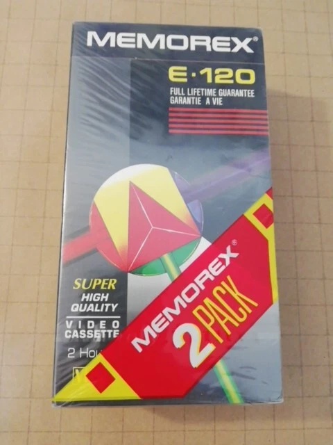TWO MEMOREX E-120 2hr hour Blank Video Tape Super High Quality Sealed ...