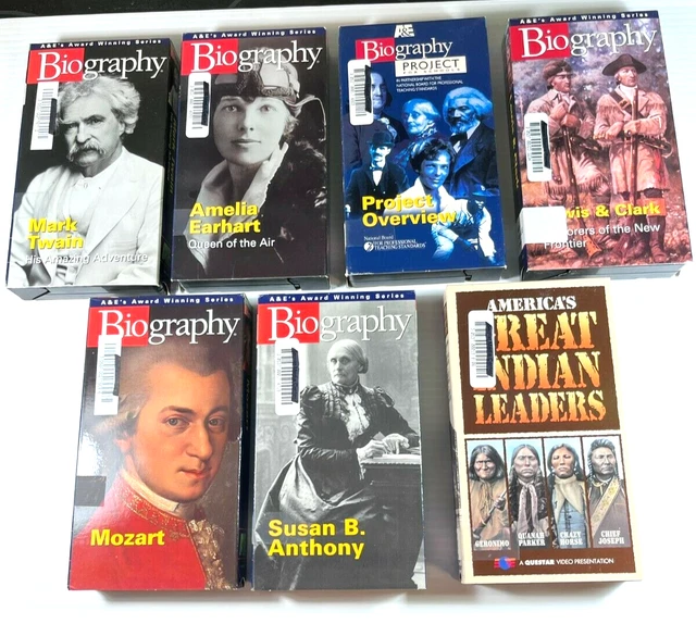 BIOGRAPHY BUNDLE OF 7 VHS Tapes A & E / Questar 1995 Used Library Very ...