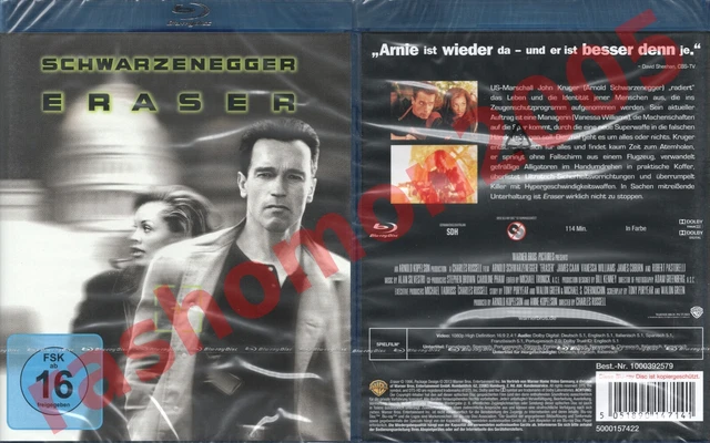 BLU-RAY ERASER UNCUT (1996) Arnold Schwarzenegger Vanessa Williams ...