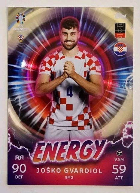 UEFA EURO 2024 Match Attax Josko Gvardiol Energy Foil Card GM 2 Croatia ...