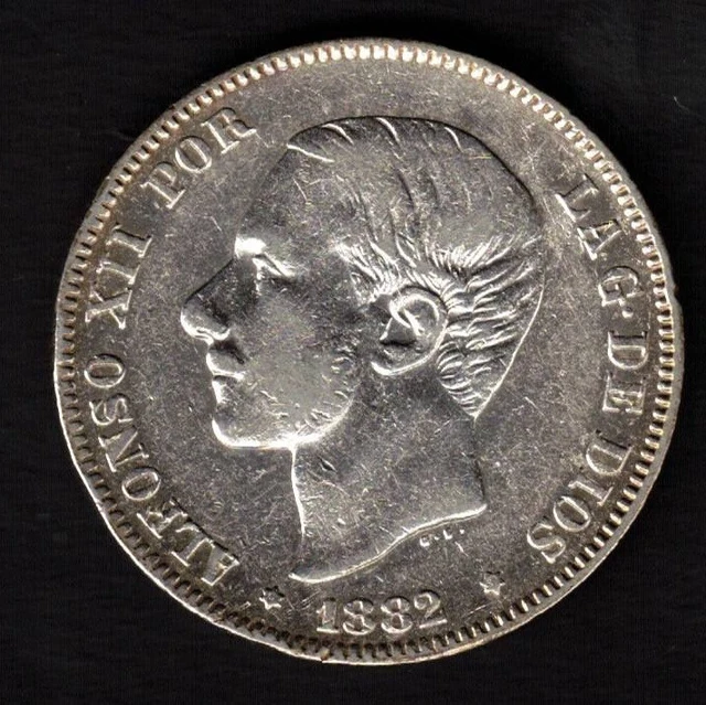 ESPAGNE MONNAIE 2 Pesetas Alfonso Xii Année 1882 Msm Argent EUR 14,84 ...