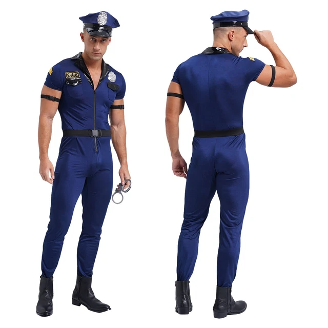 MENS COP COSTUMES Themed Party Policeman Carnival Cosplay Nightclub ...