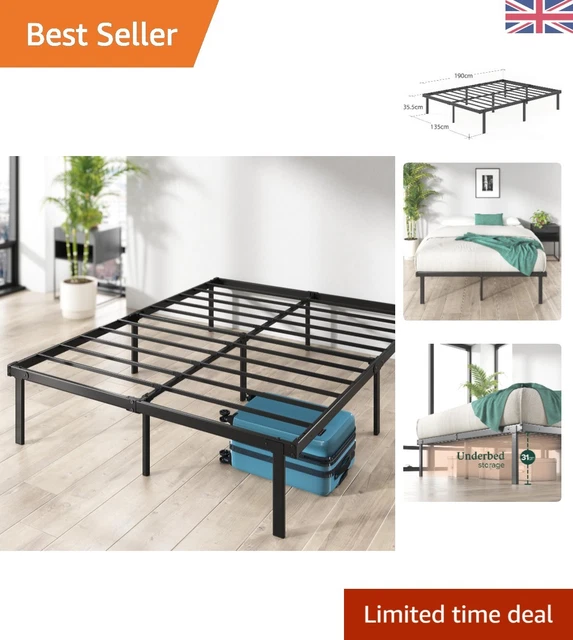 ELEGANT BLACK CALEB Double Bed Frame with Simple Assembly & Under-Bed ...