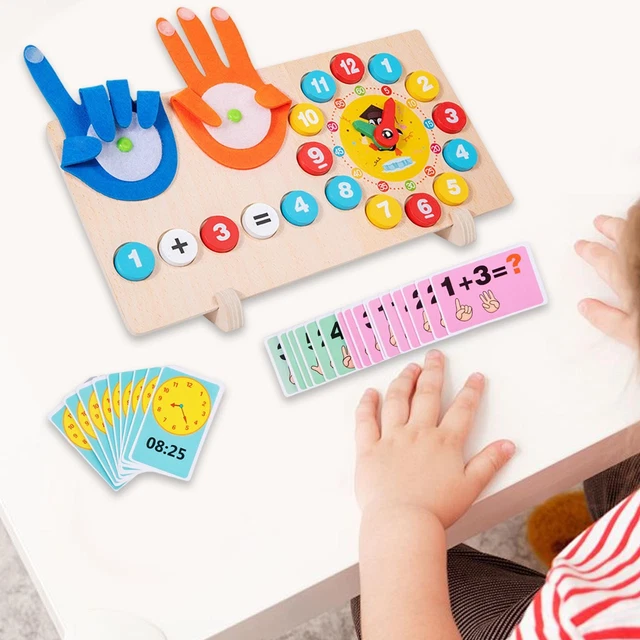 FINGER COUNTING MATH Toys Counting Blocks with Stand Colorful Wooden ...