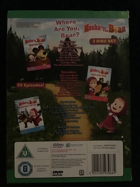 MASHA AND THE bear: where are you bear? 3 disc box set. Region 2 £14.99 ...