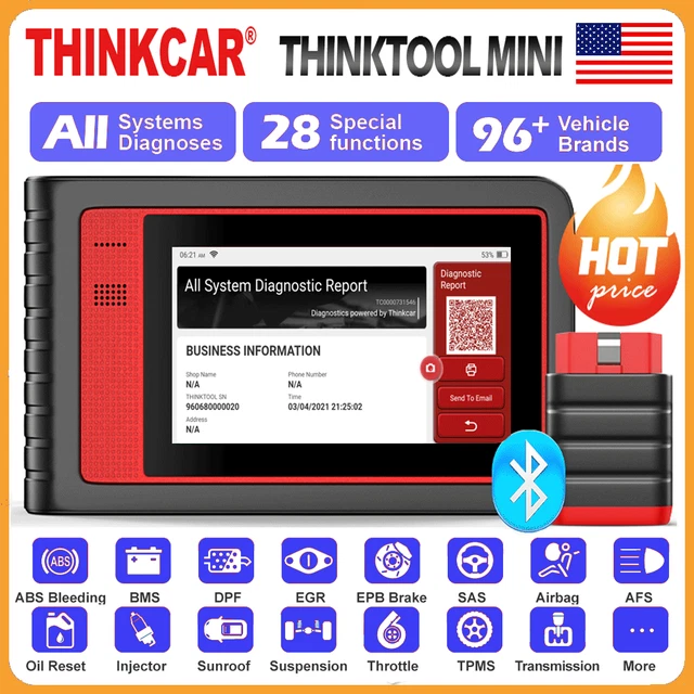 THINKTOOL MINI CAR OBD2 All System Scanner TPMS IMMO Diagnostic Tool ...