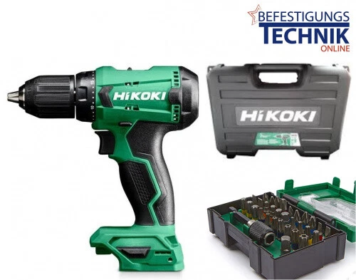 TRAPANO AVVITATORE A batteria Hikoki DS18DA / DS18DD Basic + 32 pezzi bit box + valigia attrezzi ...