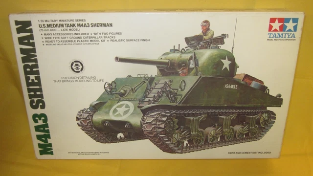 TAMIYA 1:35 U.S. Medium Tank M4A3 Sherman Model Kit *COMPLETE IN OPEN ...