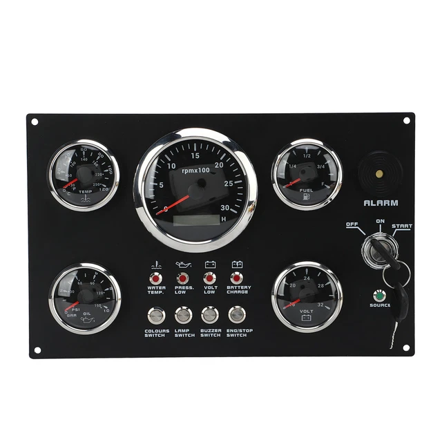 RV BOAT DIGITAL Gauge Cluster Panel RPM Fuel Level Oil Pressure Water ...