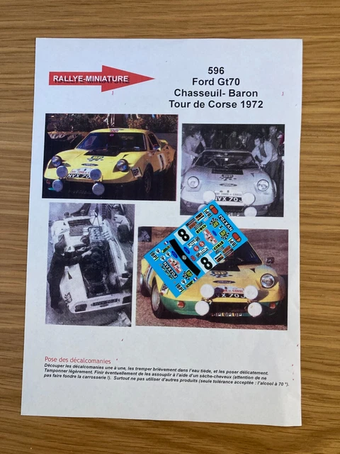 DECALS 1/43 FORD Gt70 Chasseuil Tour De Corse 1972 Wrc Rallye Rally ...