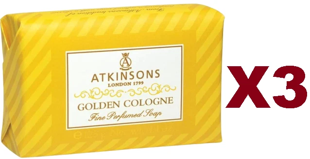 3 PZ ATKINSONS Golden Cologne Sapone Solido Profumato Saponetta Mani ...