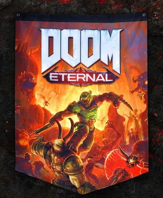 LIMITED RUN DOOM Eternal Doomguy Marine Cacodemon Banner Flag 3'x4 ...