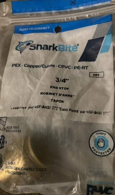 SHARKBITE 3/4 IN. Original Version Push-to-Connect End Stop, U518LFA £8 ...