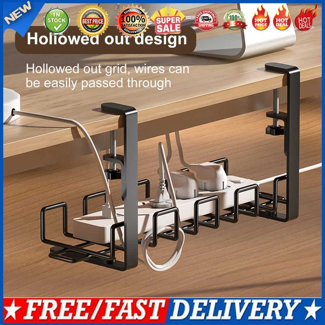UNDER DESK CABLE Tray - Socket Cord Rack Cable Management (58cm Black ...