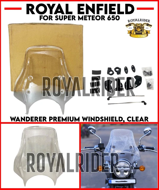 ROYAL ENFIELD &WANDERER PREMIUM WINDSHIELD, CLEAR" For Super Meteor 650 ...