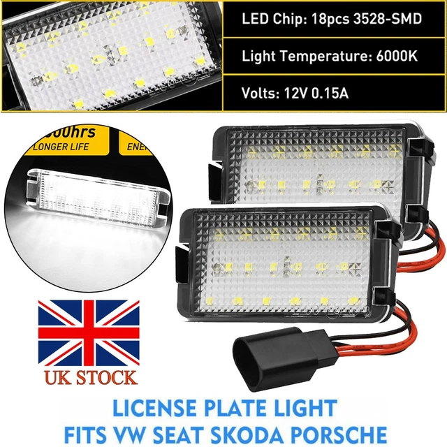 NO ERROR LED License Number Plate Lights Fit Seat Arosa Cordoba Leon ...