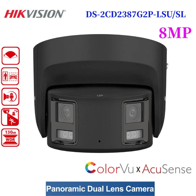 HIKVISION 4K 8MP DS-2CD2387G2P-LSU/SL 180° fotocamera panoramica ColorVu audio a 2 vie EUR 222 ...