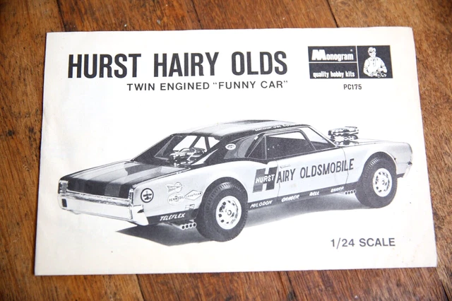 1967 MONOGRAM HURST Hairy Olds 1/24 Scale Model Kit Funny Car ...