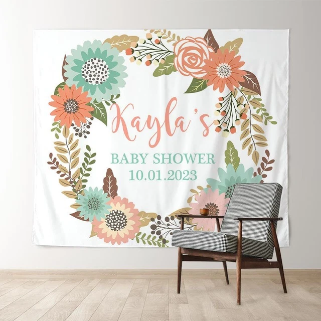 PERSONALIZED WELCOME BABY Boho Flower Baby Shower Backdrop $36.00 ...
