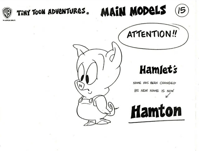 TINY TOON ADVENTURES Character HAMTON PIG Model Sheet Archival Copy WB ...