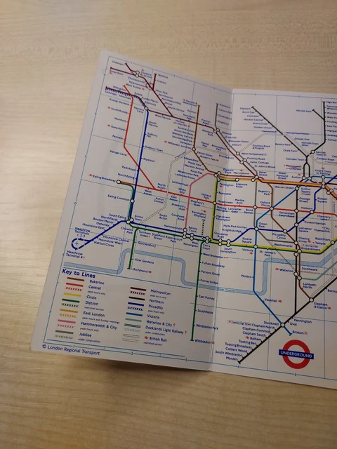 JANUARY 1995 LONDON Underground Tube Map Pocket Diagram £14.99 ...