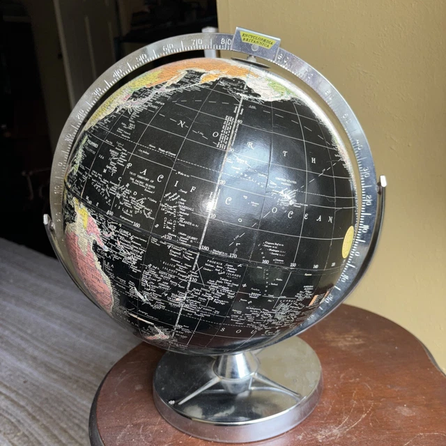 VINTAGE WORLD GLOBE On Stand Encyclopedia Britannica , Black W Many ...