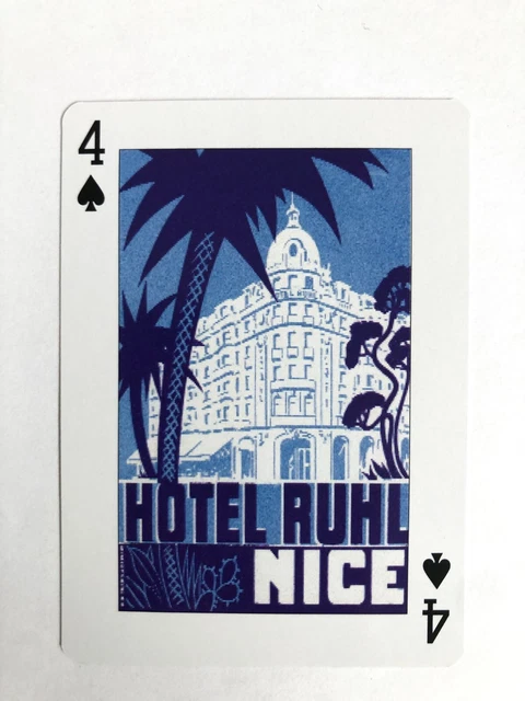 FRANCE FRENCH HOTEL Ruhl Vintage LUGGAGE LABEL Swap Playing Card Cruise ...