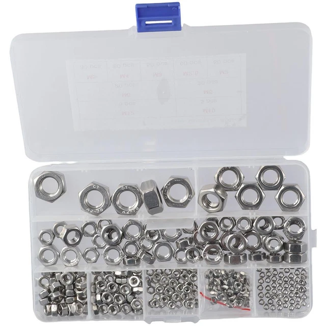 310PCS M2 M2.5 M3 M4 M5 M6 M8 M10 M12 Metric Nuts Assortment Kit EUR 22,21 - PicClick FR