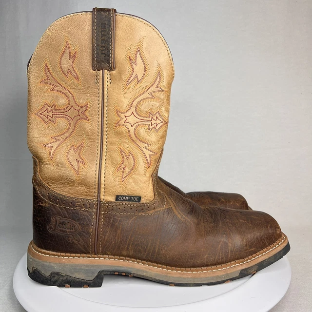 JUSTIN STEEL TOE Western Work Boots Leather Brown ASTM F2413-18 Men’s ...
