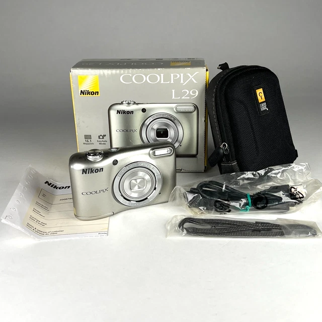NIKON COOLPIX L29 16.1 MP Silver Zoom x5 Digital Compact Camera OVP EUR ...