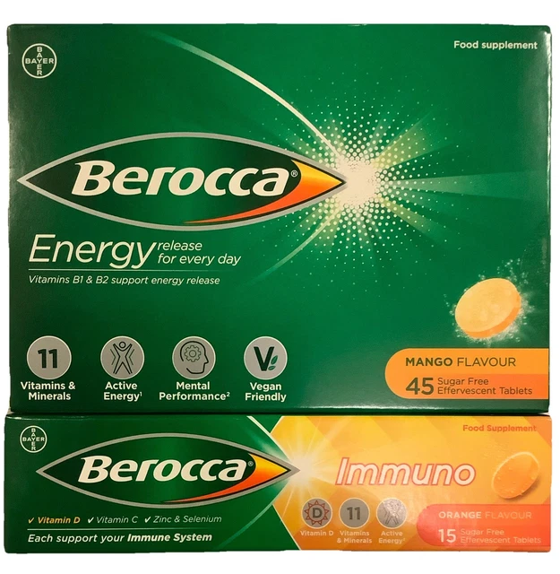 BEROCCA MANGO ENERGY 45 Tablets & Berocca Immuno Orange 15 Vitamin CD ...