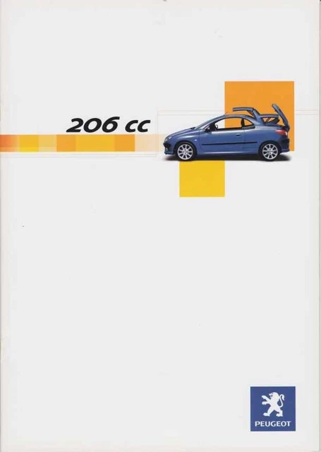CATALOGUE / BROCHURE Peugeot 206 CC 08/2002 Belgique en français EUR 11 ...