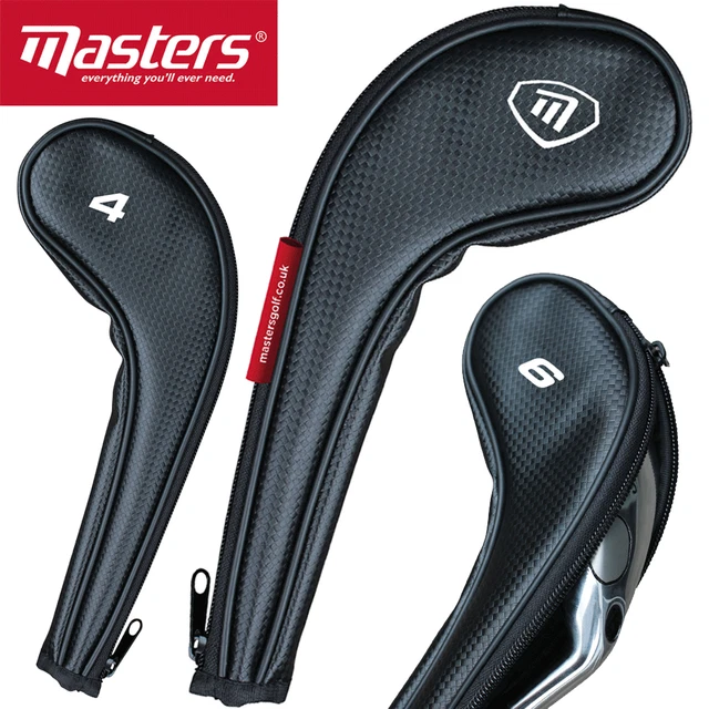 MASTERS GRAPHITE GOLF Iron Head Covers 4-Sw -Premium Long Neck Zipped ...