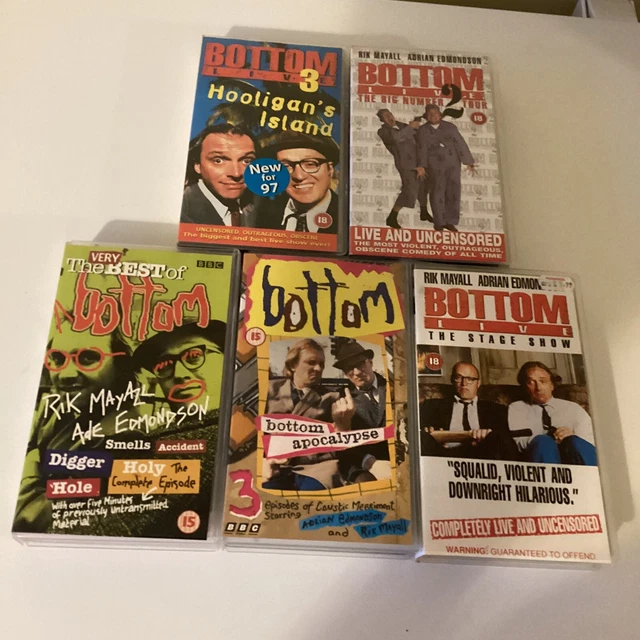 BOTTOM (BBC COMEDY) VHS Video Tapes x 5 - Job Lot, Rik Mayal, Ade ...