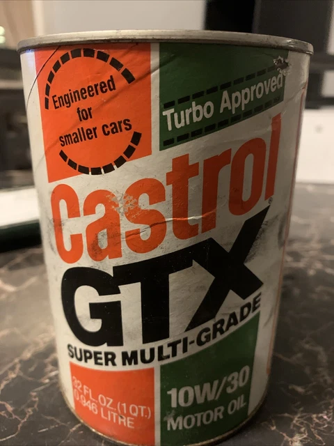 VINTAGE CASTROL GTX Super Multi-Grade 10W/30 Motor Oil 1 Quart Full Can ...