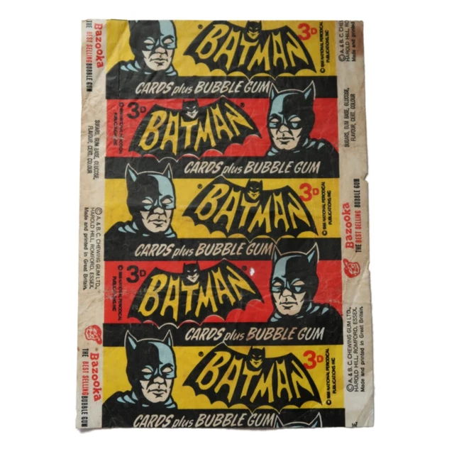 BATMAN A&BC 3D Red Bat Cards Plus Bubble Gum Variant Wax Wrapper 1966 £ ...