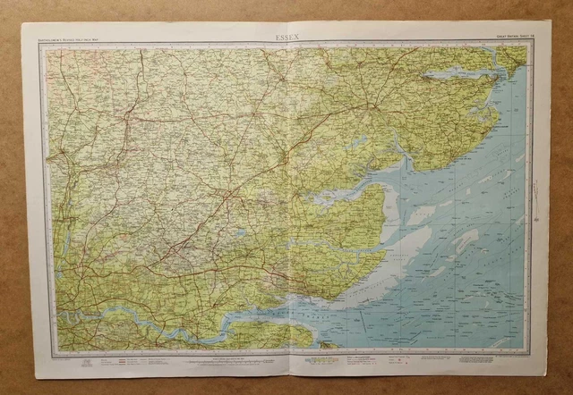 BARTHOLOMEW REVISED HALF-INCH Large Scale County Map of Essex (1950 ...