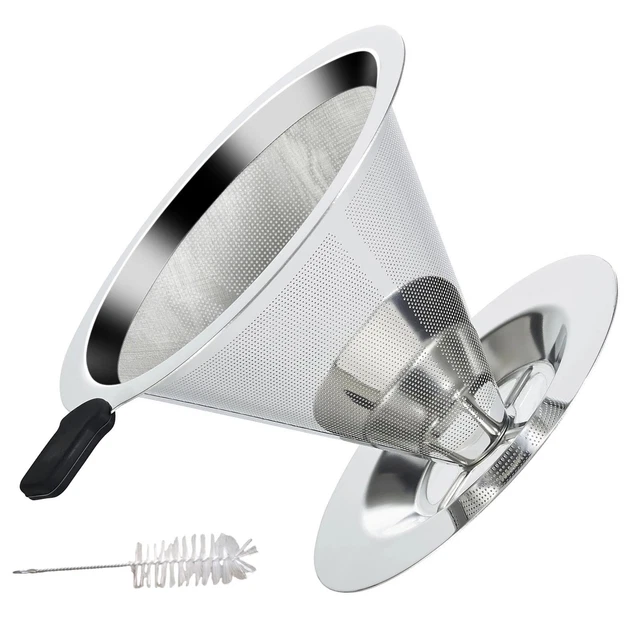 DOUBLE MESH POUR Over Coffee Dripper Stainless Steel Paperless High ...