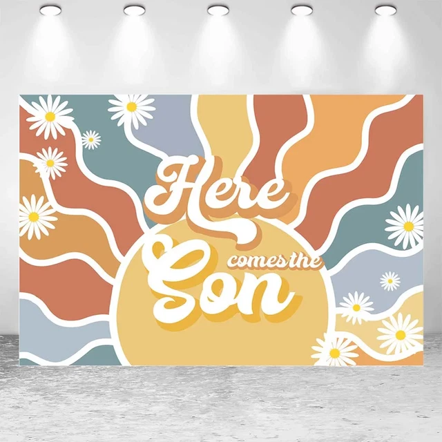 GROOVY ONE BABY Birthday Backdrop Boho Rainbow Daisy Girl 1St Birthday ...