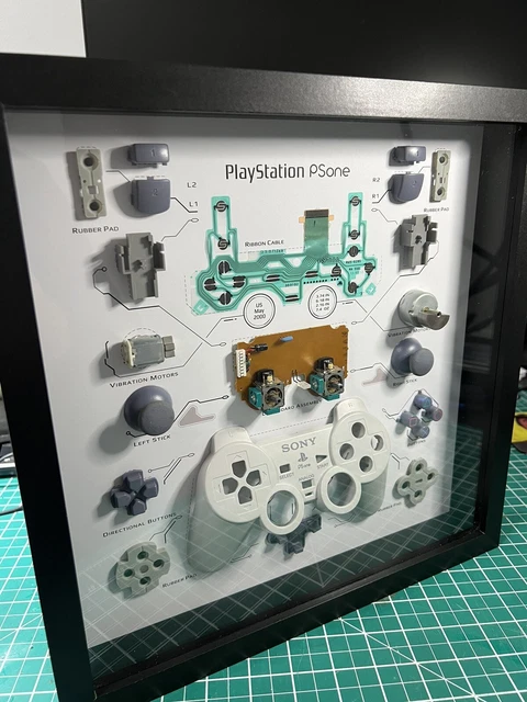SONY PLAYSTATION PSONE Controller Teardown in shadow box display $225. ...